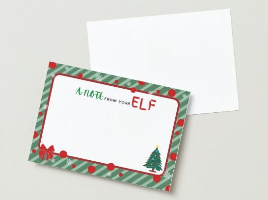 Blank Elf Note Card Printable | A Note From Your Elf Postcard | Elf ...