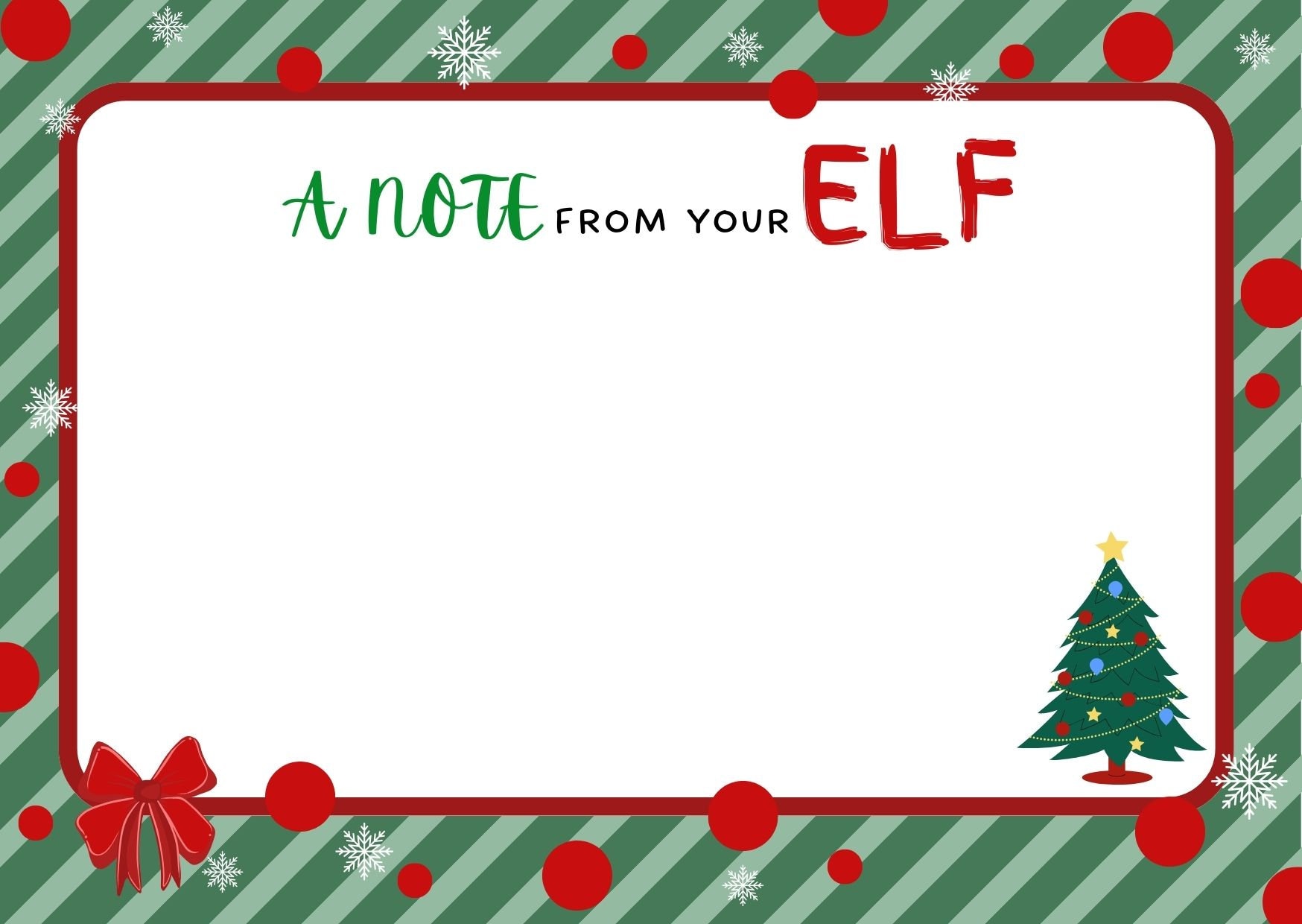 Blank Elf Note Card Printable | A Note From Your Elf Postcard | Elf ...