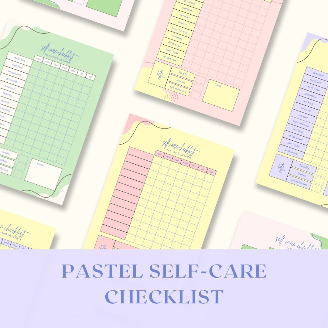 Printable Pastel Aesthetic Minimalistic Daily Self-care Checklist - Etsy
