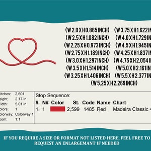 Script Heart Embroidery Design, One Line Art Embroidery Pattern, Heart ...