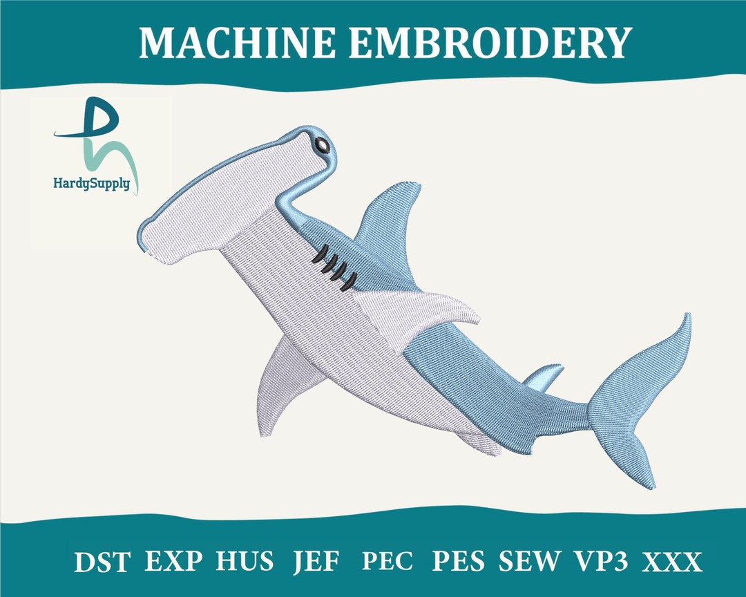 Hammerhead Shark Embroidery Design, Scary Shark Machine Embroidery, Sea ...