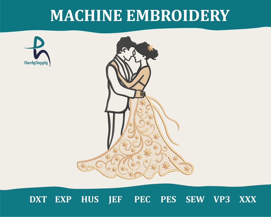 Couple Wedding Machine Embroidery, Digital Embroidered Design, Wedding ...