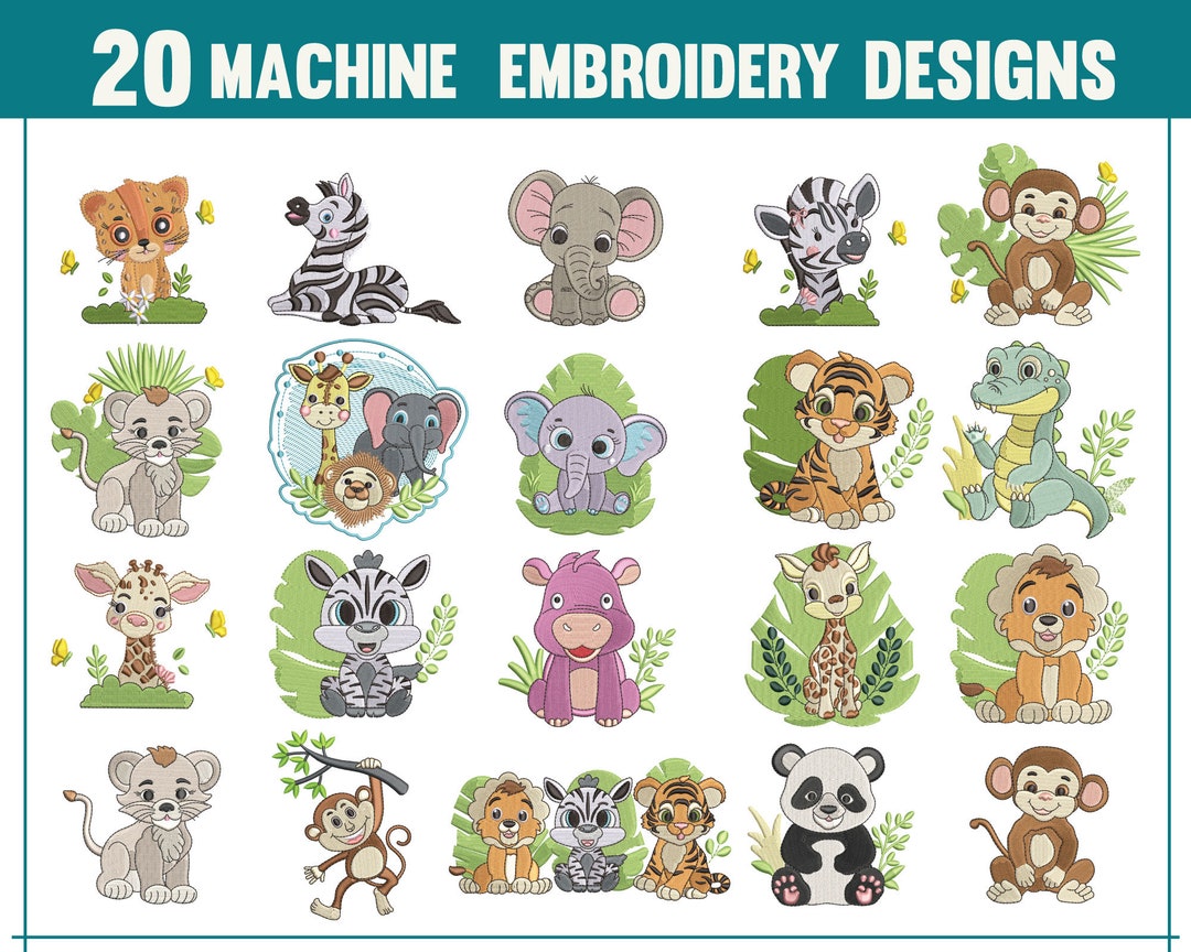 Baby Animals Bundle Embroidery Design, Safari Animals Machine ...