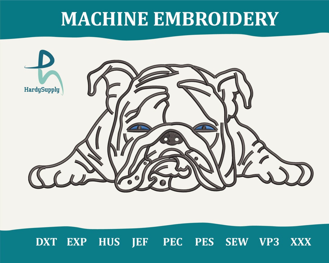 Bulldog Embroidery Design, Dog Portrait Machine Embroidery, Family Dog ...
