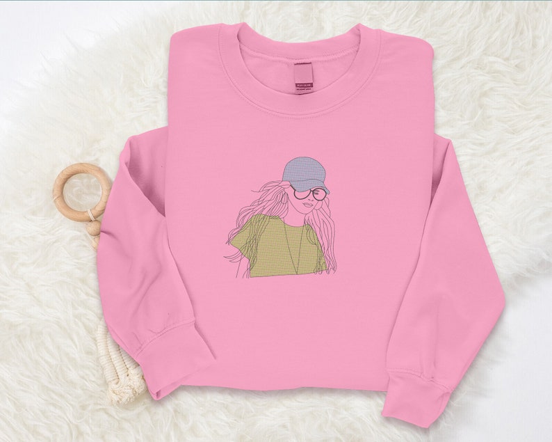 Stylish Girl Portrait Embroidery, Machine Embroidery Design, Picture ...