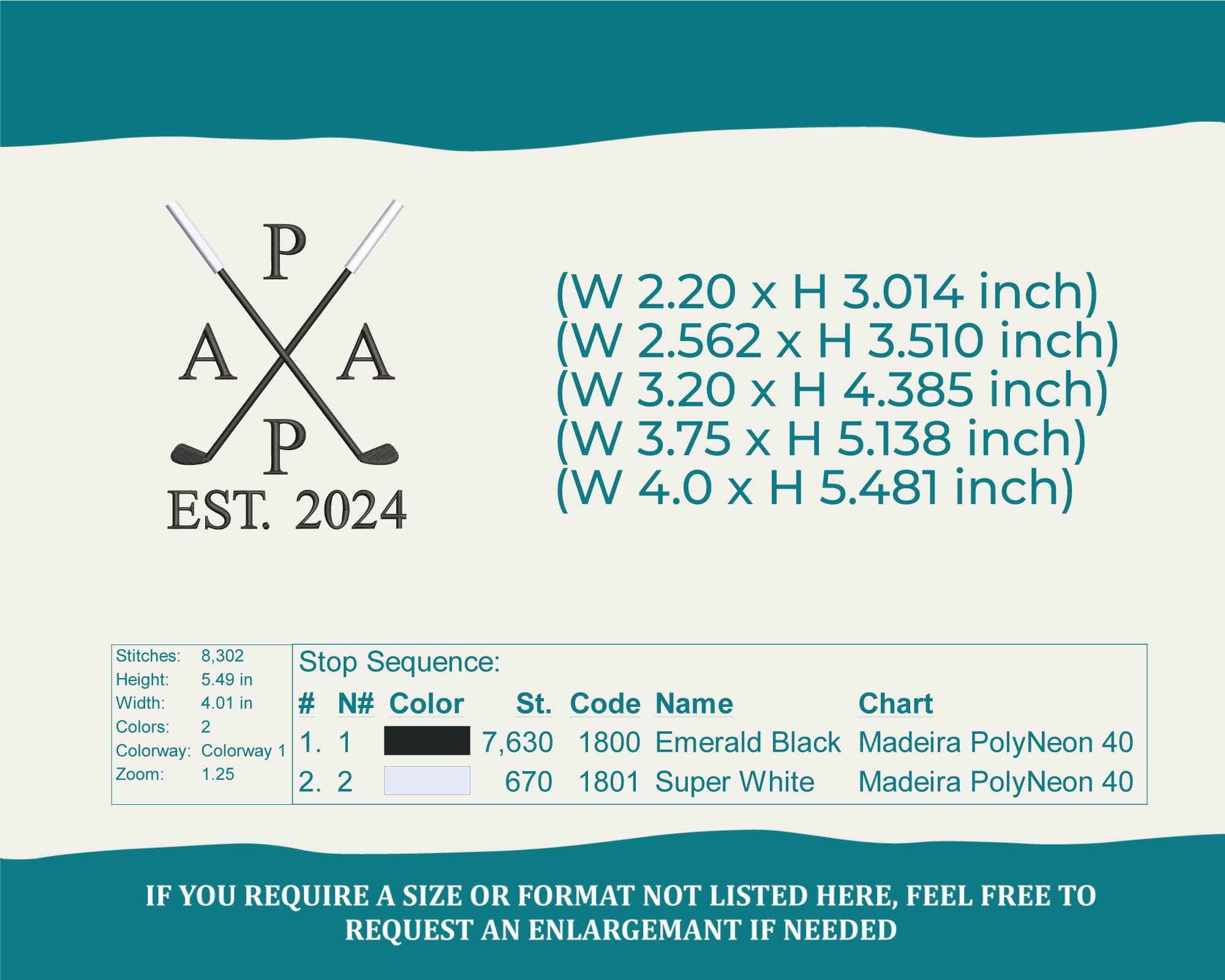 Machine Embroidery Golf Driver Logo, Daddy Embroidery Files, Papa ...