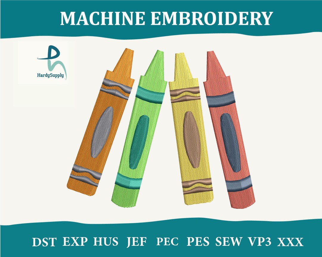 Crayons Embroidery Design, Kids Crayons Machine Embroidery Pattern ...
