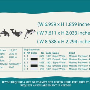 Whale Embroidery Design, Embroidered Killer Whale Digital Design for ...