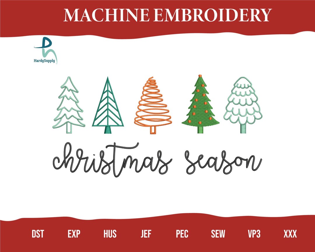 Christmas Tree Embroidery Designs, Machine Embroidered Christmas Season ...