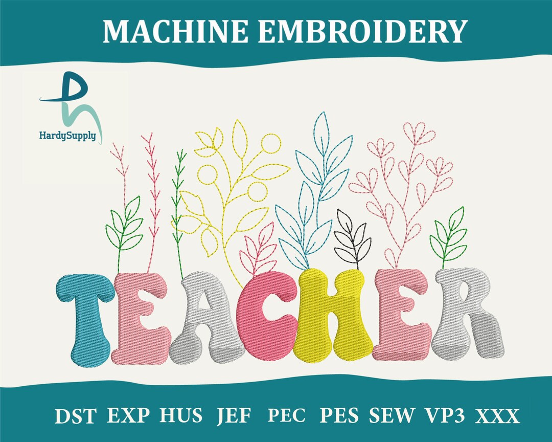 Floral Teacher Machine Embroidery, Beautiful Embroidery Design, Back to ...