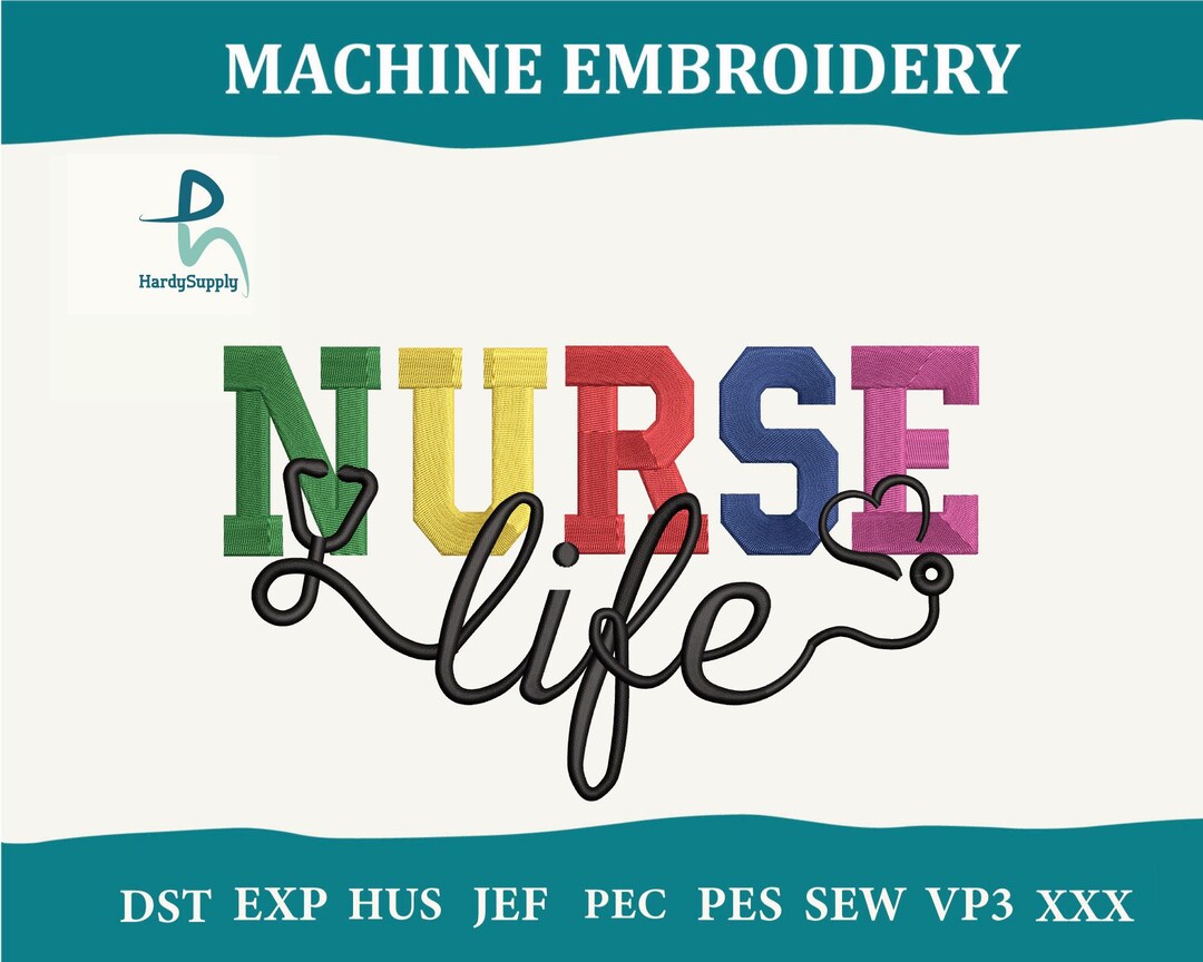 Nurse Life Embroidery Designs, Stethoscope Machine Embroidery Pattern ...