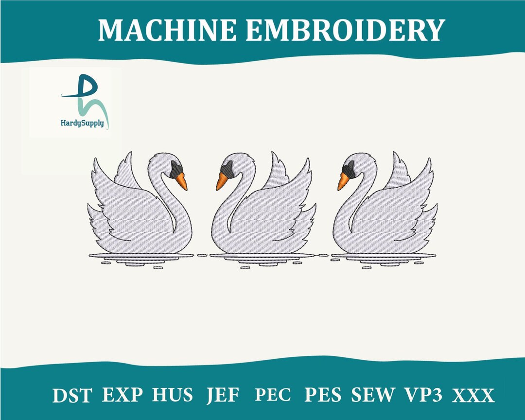 Swan Silhouette Embroidery Design, Swan Machine Embroidery Pattern ...