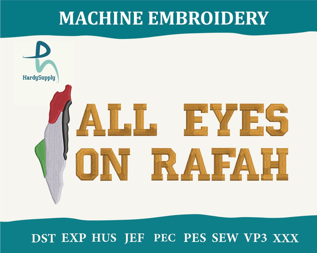 Embroidered All Eyes on Rafah, Palestine Flag Map Embroidery Design ...