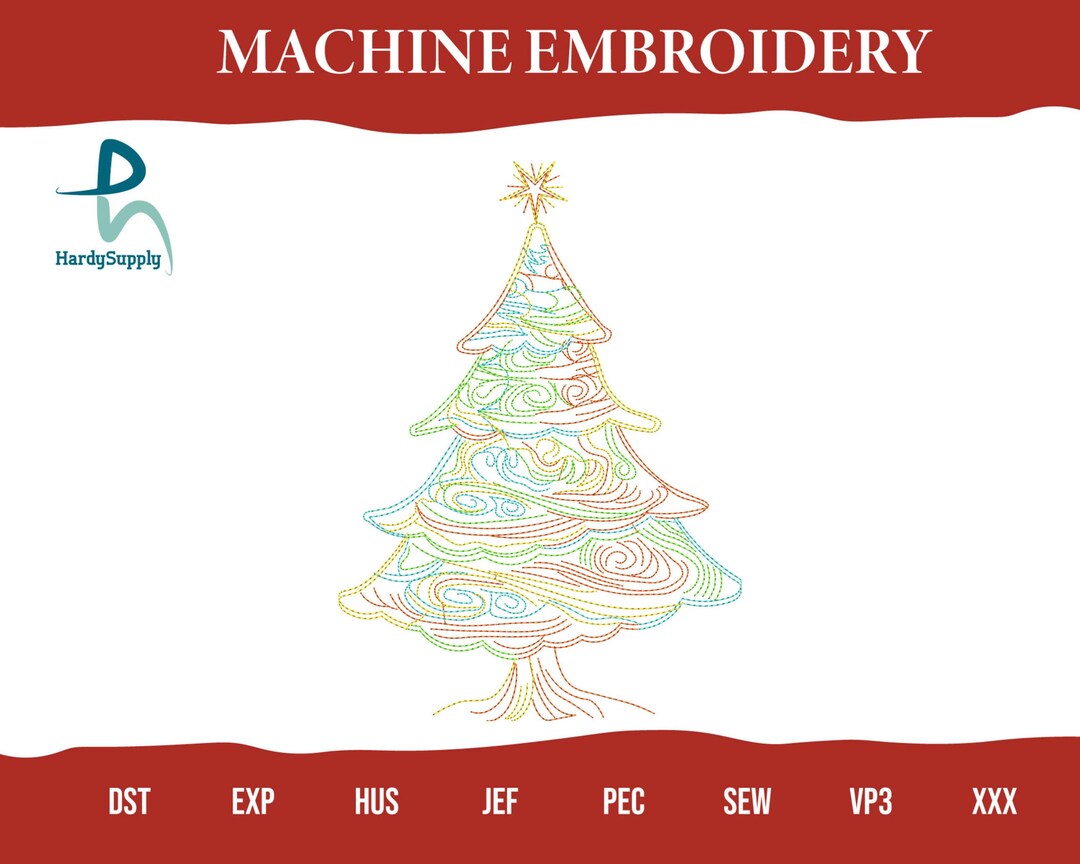 Christmas Tree Embroidery Designs, Realistic Christmas Tree Machine ...