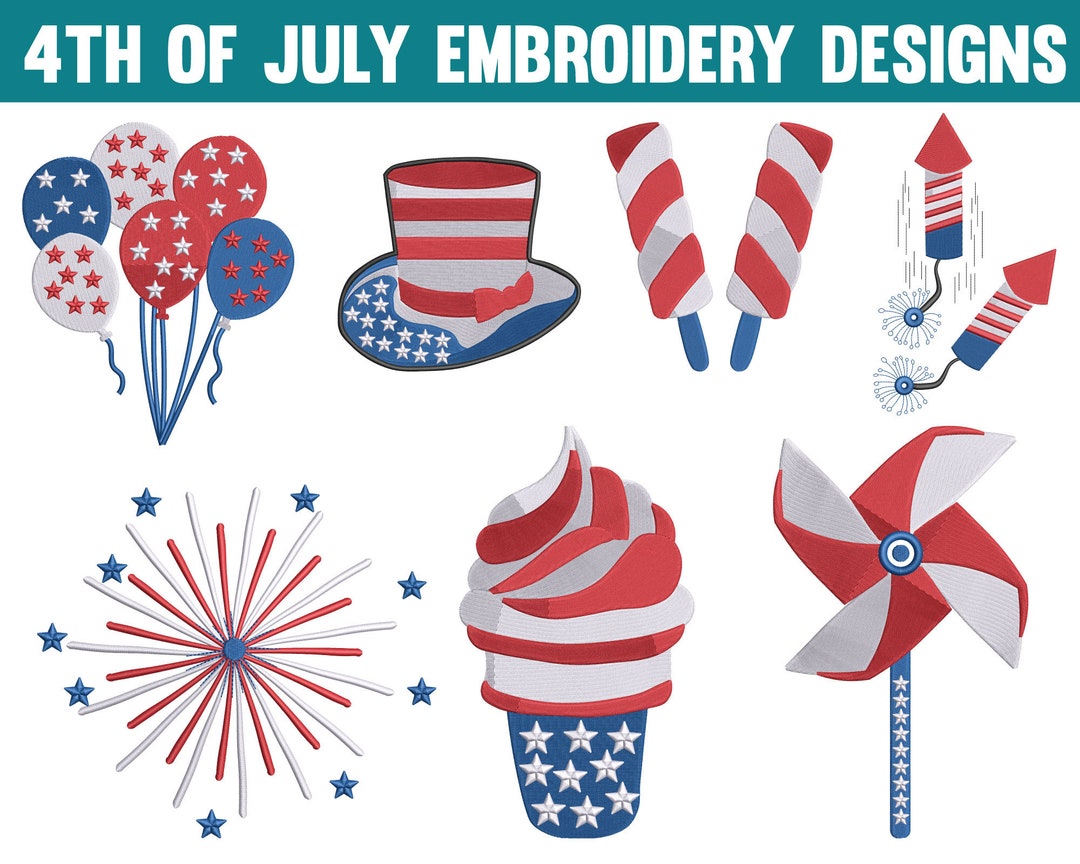 4th of July Embroidery Designs, Fourth of July Bundle, Independence Day ...