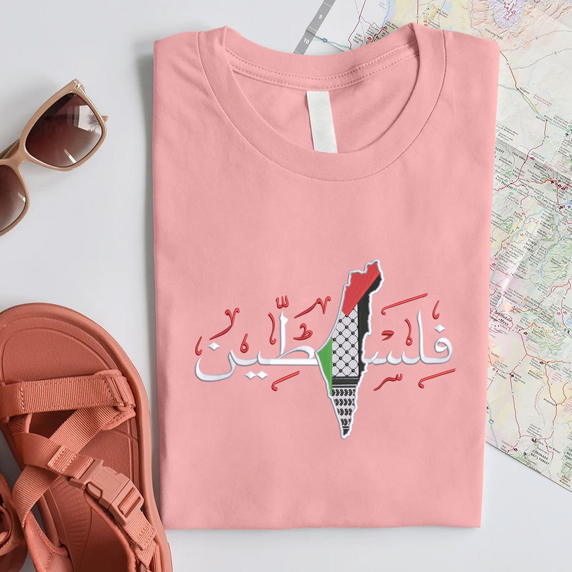 Palestine Arabic Embroidery Design, Palestine Map Machine Embroidery ...
