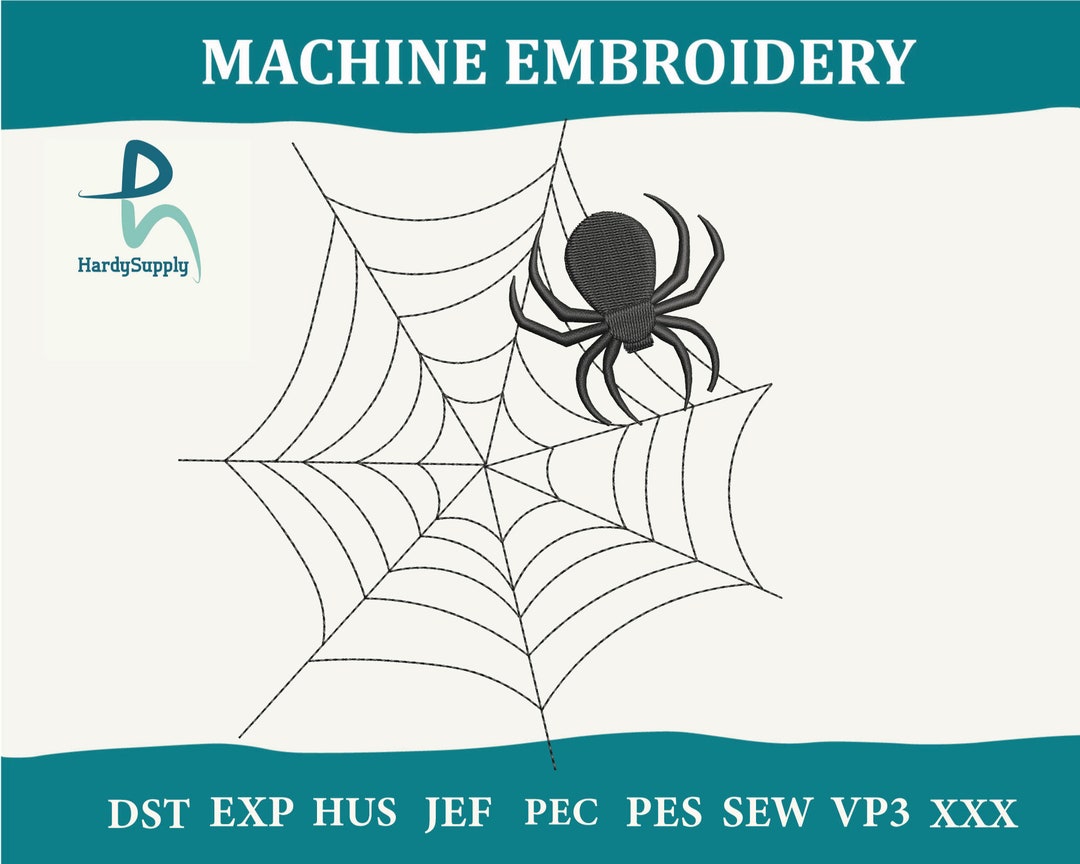 Spider and Web Embroidery, Digital Machine Embroidered Pattern, Spider ...