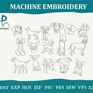 Cute Dog Outline Embroidery Designs, Dog Face Machine Embroidery ...