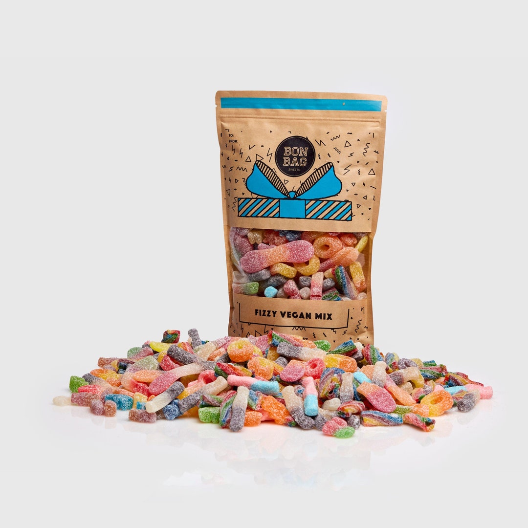 BON BAG Fizzy Vegan Pic N Mix Sweets, 1L Pouch Bags of Sweets. Bulk ...