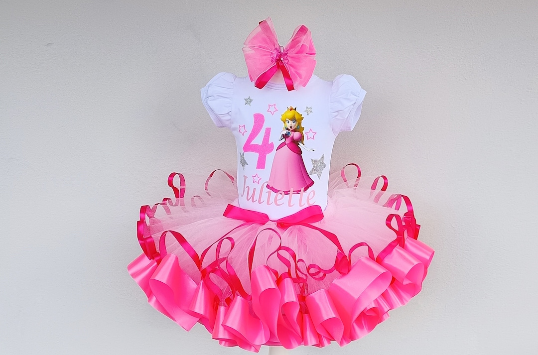 Princess Peach Birthday Tutu Outfit, Pink Princess Peach Tutu Set for ...