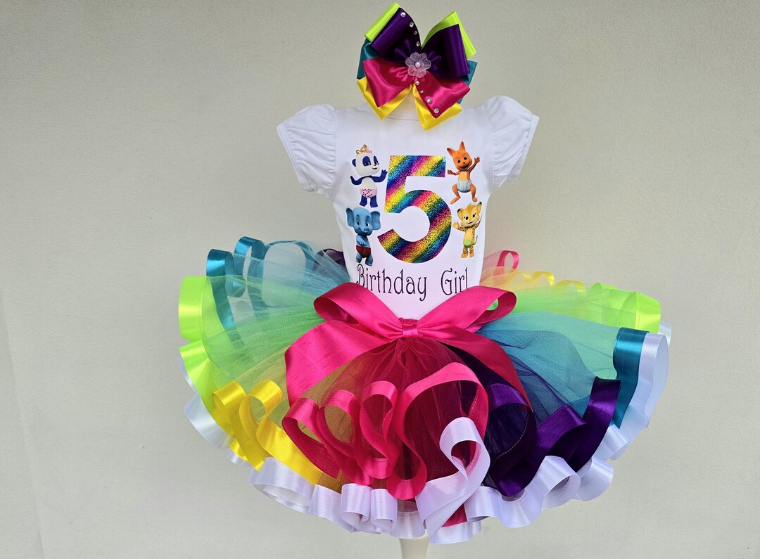Word Party Birthday Outfit Girl: Rainbow Tutu, Personalized Bodysuit - Etsy