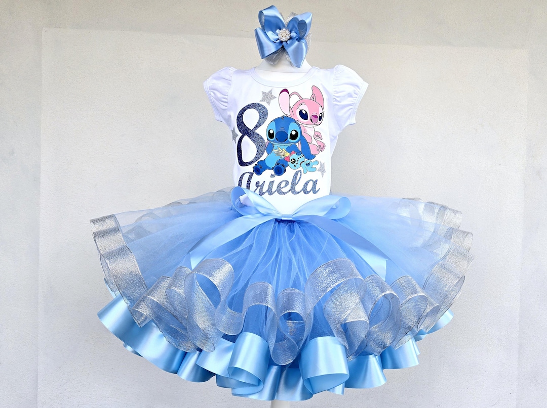 Stitch and Angel Birthday Tutu Outfit, Blue Alien Girl Tutu Set. - Etsy