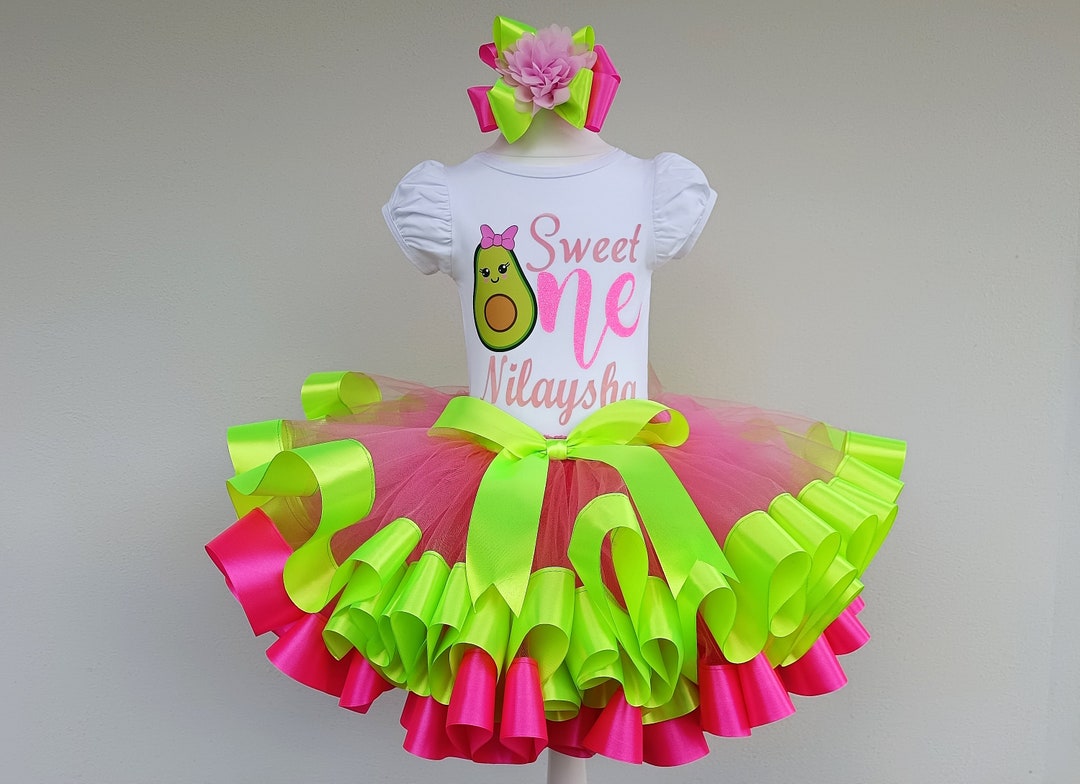 One 1st Birthday Avocado Outfit, Pink and Green First Birthday Outfit ...