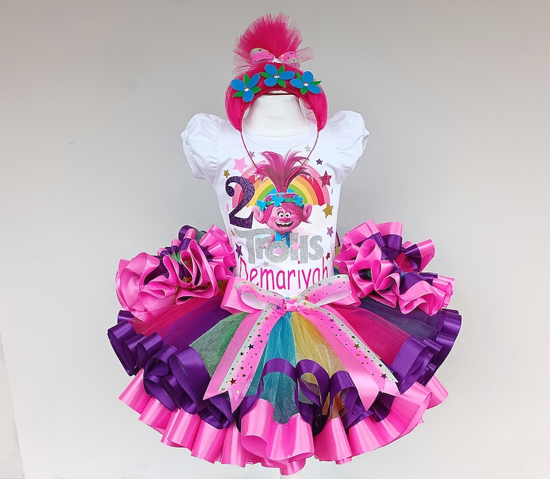 Poppy Troll Birthday Outfit, Trolls Personalized Custom Outfit Girl. - Etsy