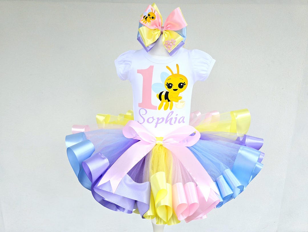 Plim Plim Bee Birthday Tutu Outfit: Personalized Baby Girl Set - Etsy