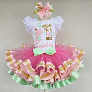 Dinosaur Birthday Tutu Set Girls, I'm a Three Rex Dino Birthday Party ...