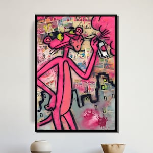 Pink Panther Graffiti Art Canvas, Comic Street Art, Urban Pop Art Print ...