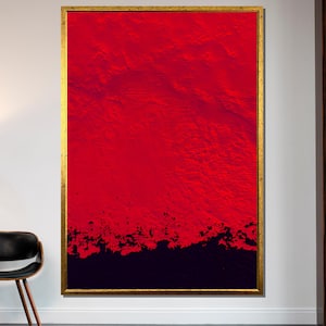 Intense Red Abstract Art, Bold Texture Canvas, Minimalist Red and Black ...