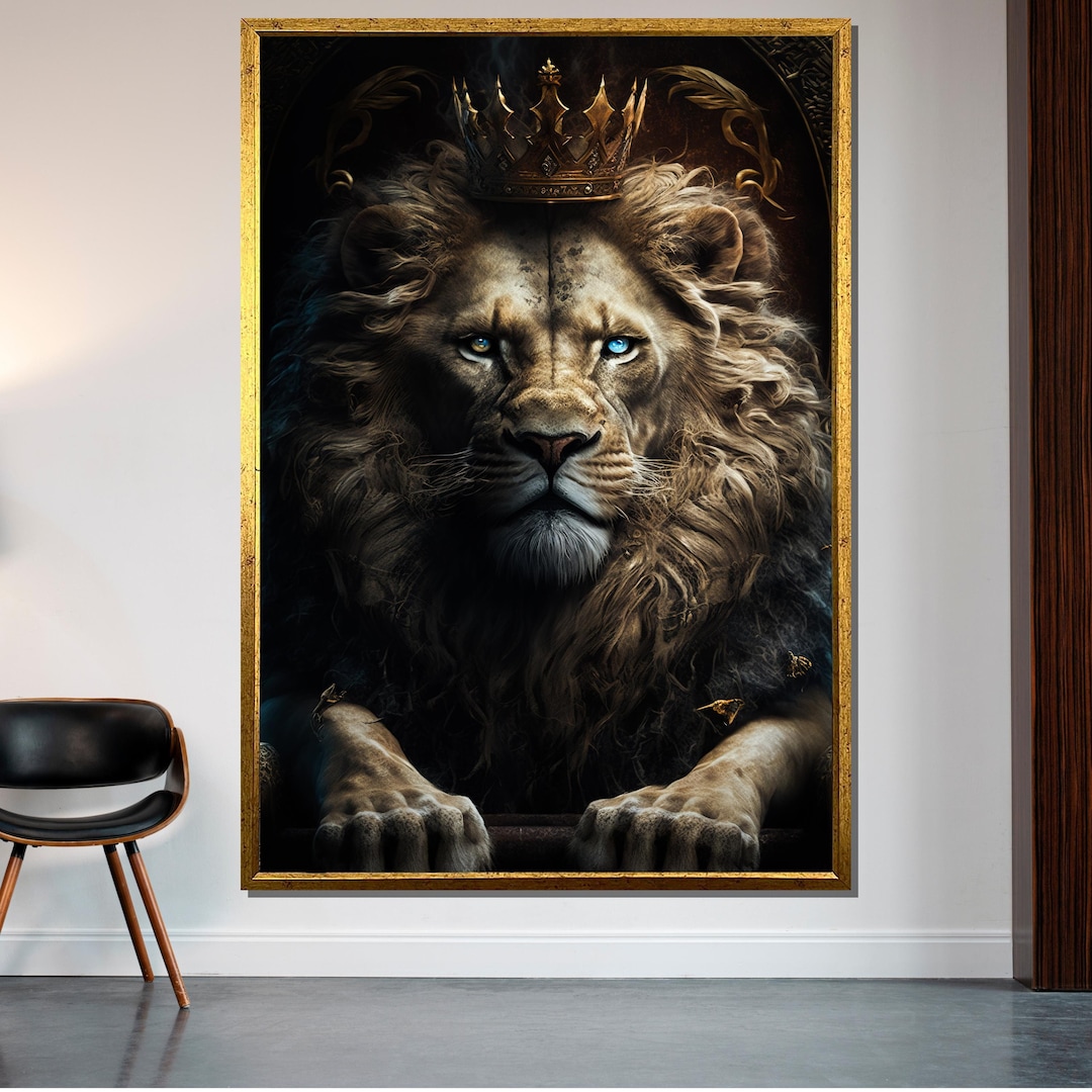 Regal Lion King Art, Majestic Lion Canvas, Noble Animal Wall Decor ...