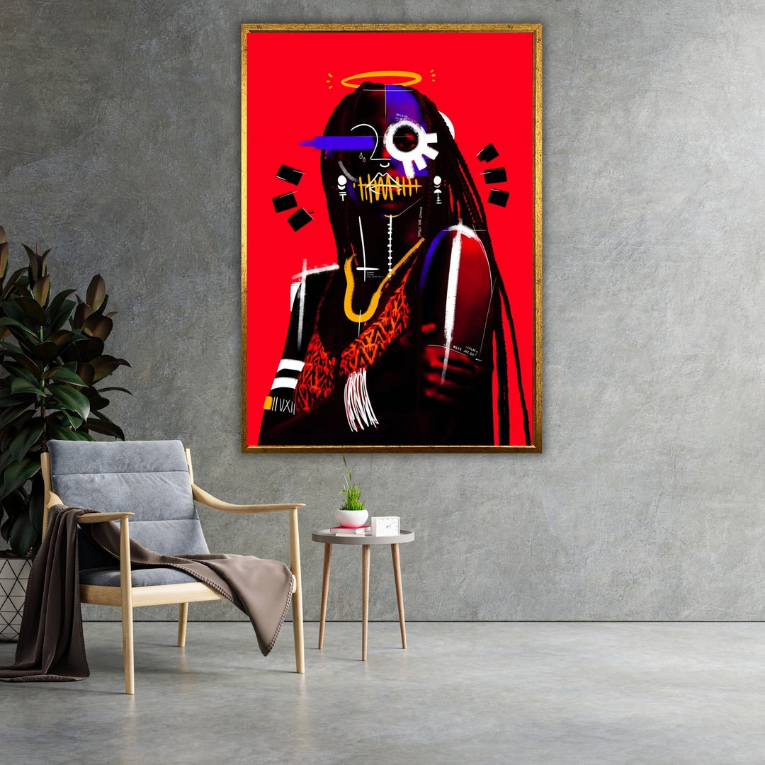 Bold Afro-graffiti Art, Abstract Urban Portrait Canvas, Vibrant ...