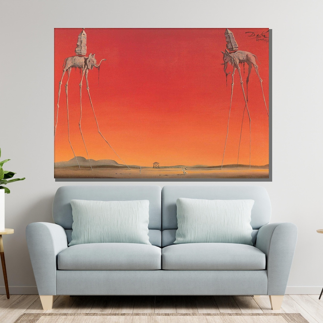 Salvador Dalí Elephants, Surreal Long-legged Elephants Canvas ...
