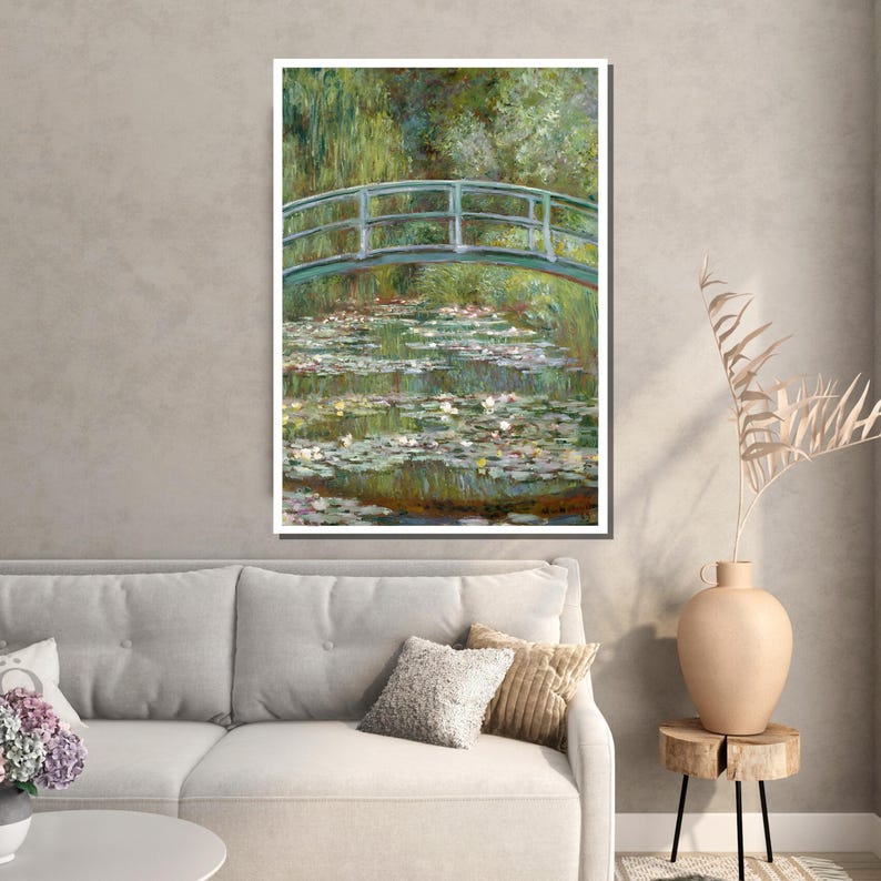 Monet Water Lilies and Japanese Bridge Canvas, Impressionist Art Print ...