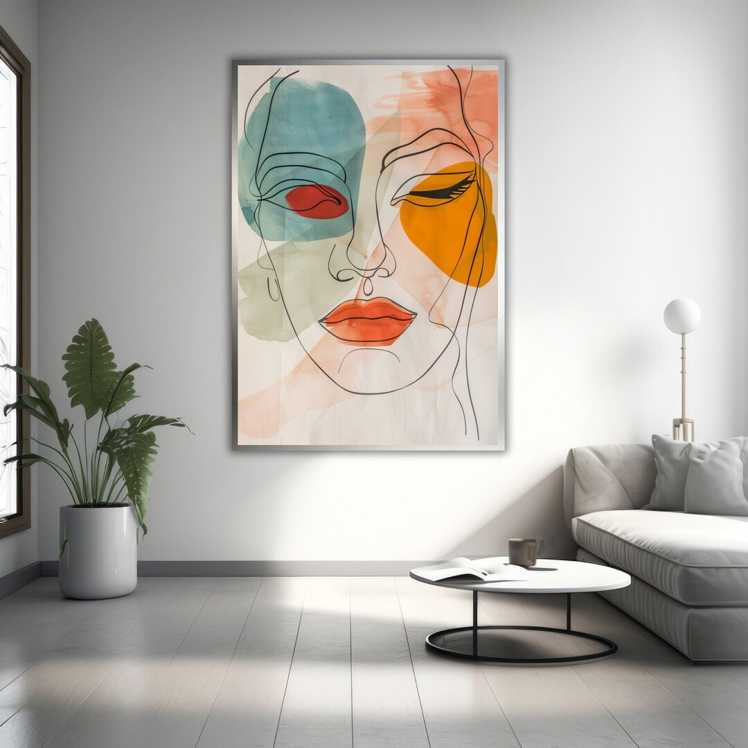 Minimalist Femininity, Abstract Line Art, Female Faces, Bold Colors ...