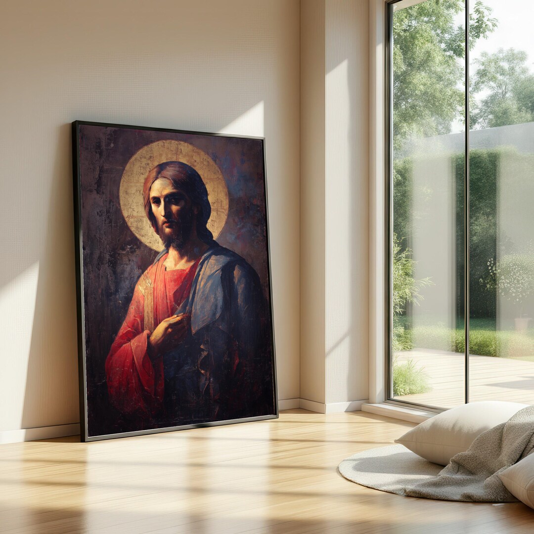 Classic Jesus Christ Icon Canvas, Religious Christian Wall Art, Sacred ...