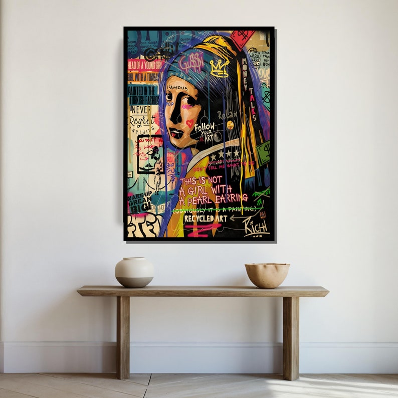 Graffiti Girl With a Pearl Earring Canvas, Modern Pop Art, Iconic ...