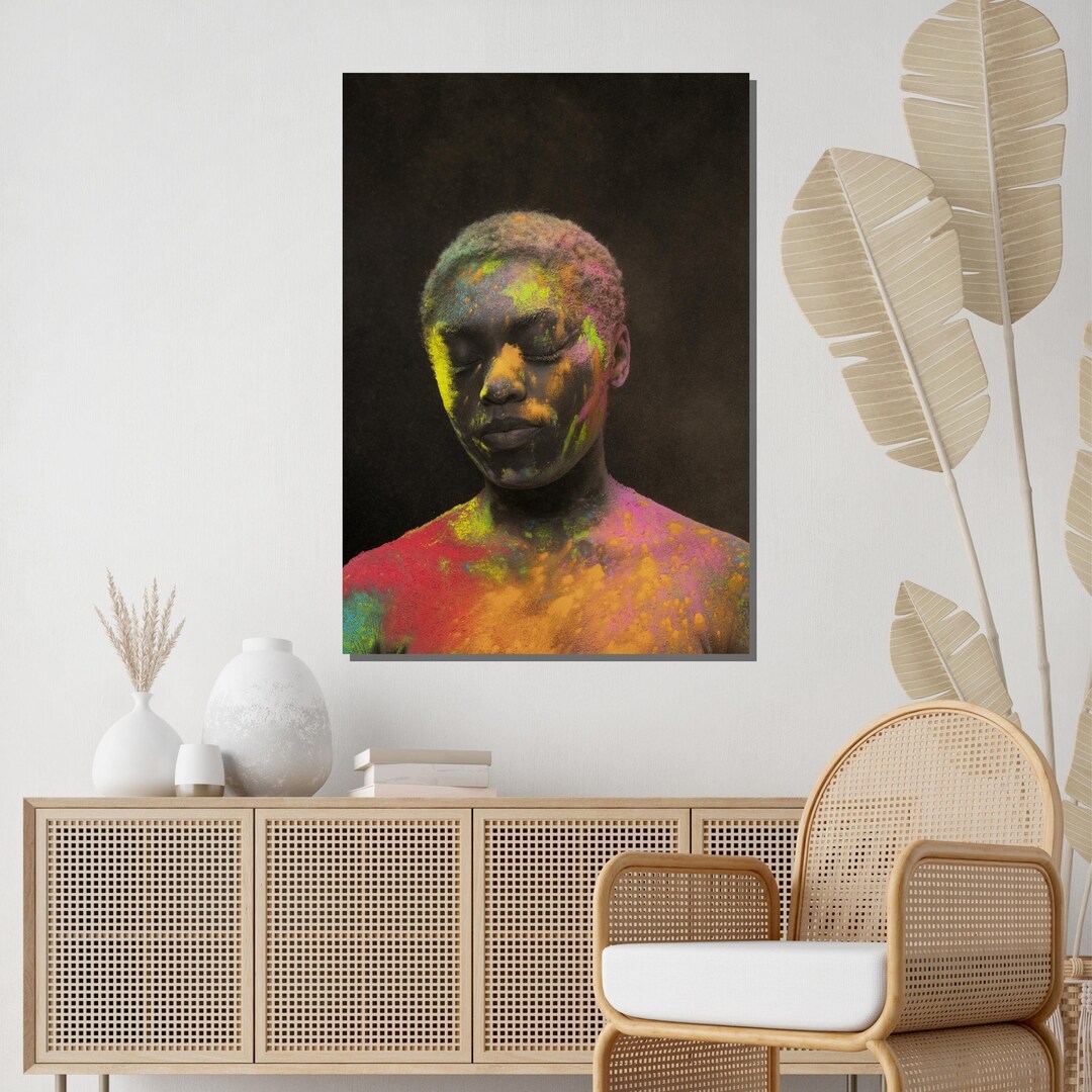 Vibrant Color Explosion Canvas, Abstract Portrait Art, Multicolor Wall ...