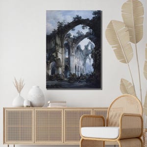 Ruins of Gothic Cathedral Canvas, Mystical Architecture Art Print ...