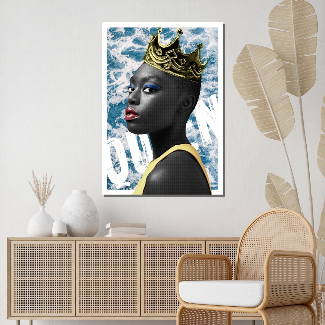 Bold Queen Pop Art Canvas, Afrocentric Collage Artwork, Vibrant ...