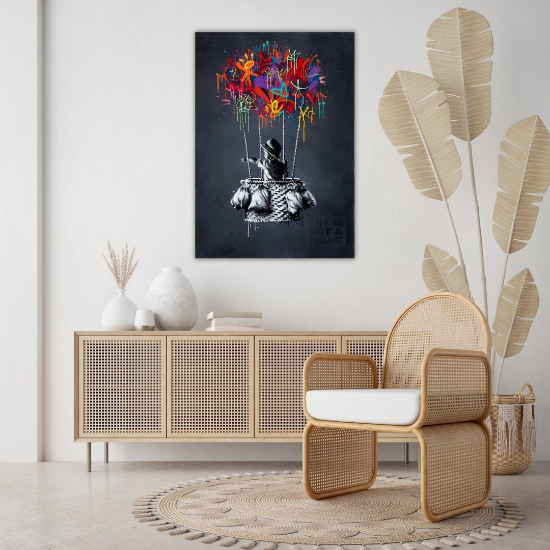 Banksy Balloon Street Graffiti Art Print, Urban Wall Art, Home Decor ...