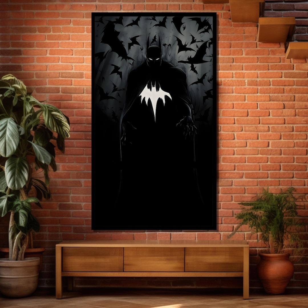Dark Knight Shadow Art, Gotham Vigilante Poster, Iconic Superhero Wall ...