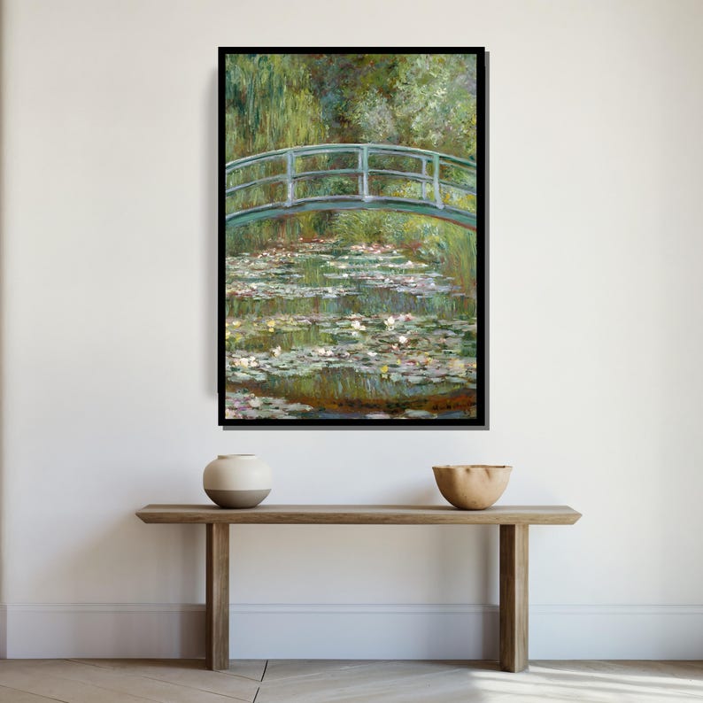 Monet Water Lilies and Japanese Bridge Canvas, Impressionist Art Print ...