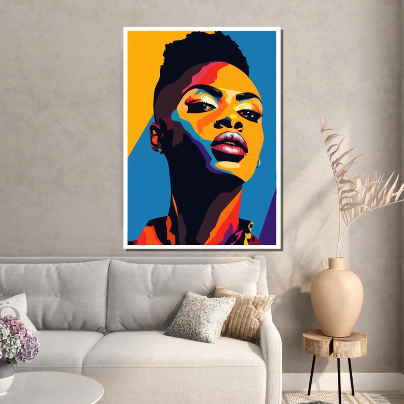 Vibrant Pop Art Portrait, Bold Abstract Wall Art, Modern Colorful ...