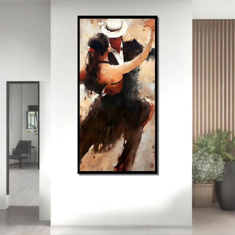 Timeless Tango Dance, Elegant Couple Painting, Classic Dance Art, Wall ...