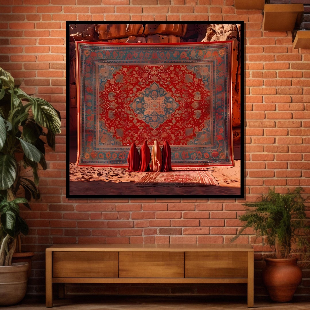Majestic Persian Rug Art Print, Vibrant Oriental Tapestry Canvas ...