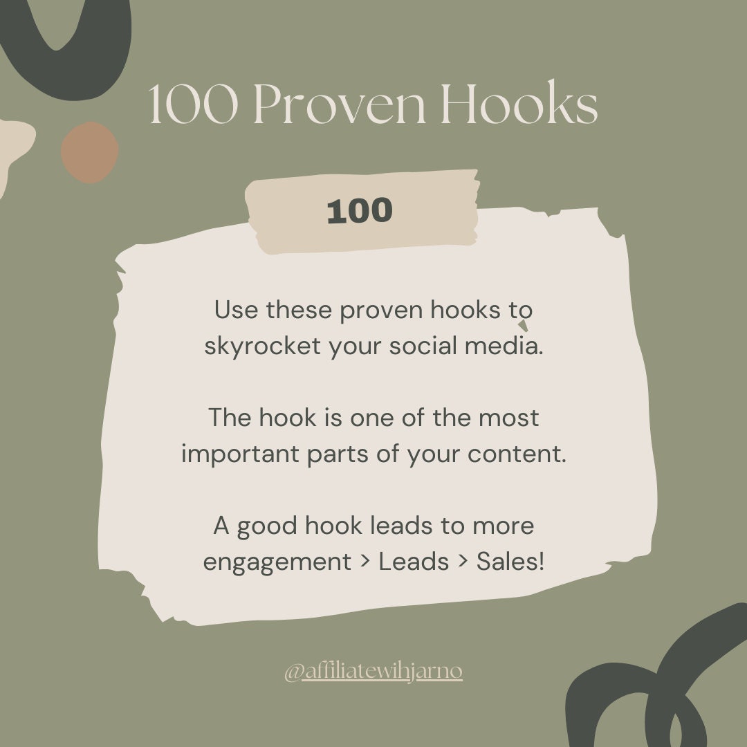 100 Proven Social Media Hooks, for Any Niche, Great Hooks, Good Hooks ...