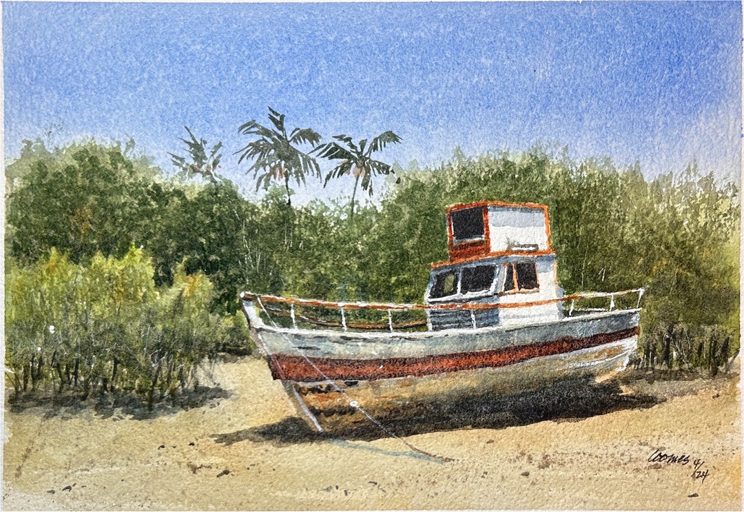 Original Watercolor Painting: Shipwreck - Etsy
